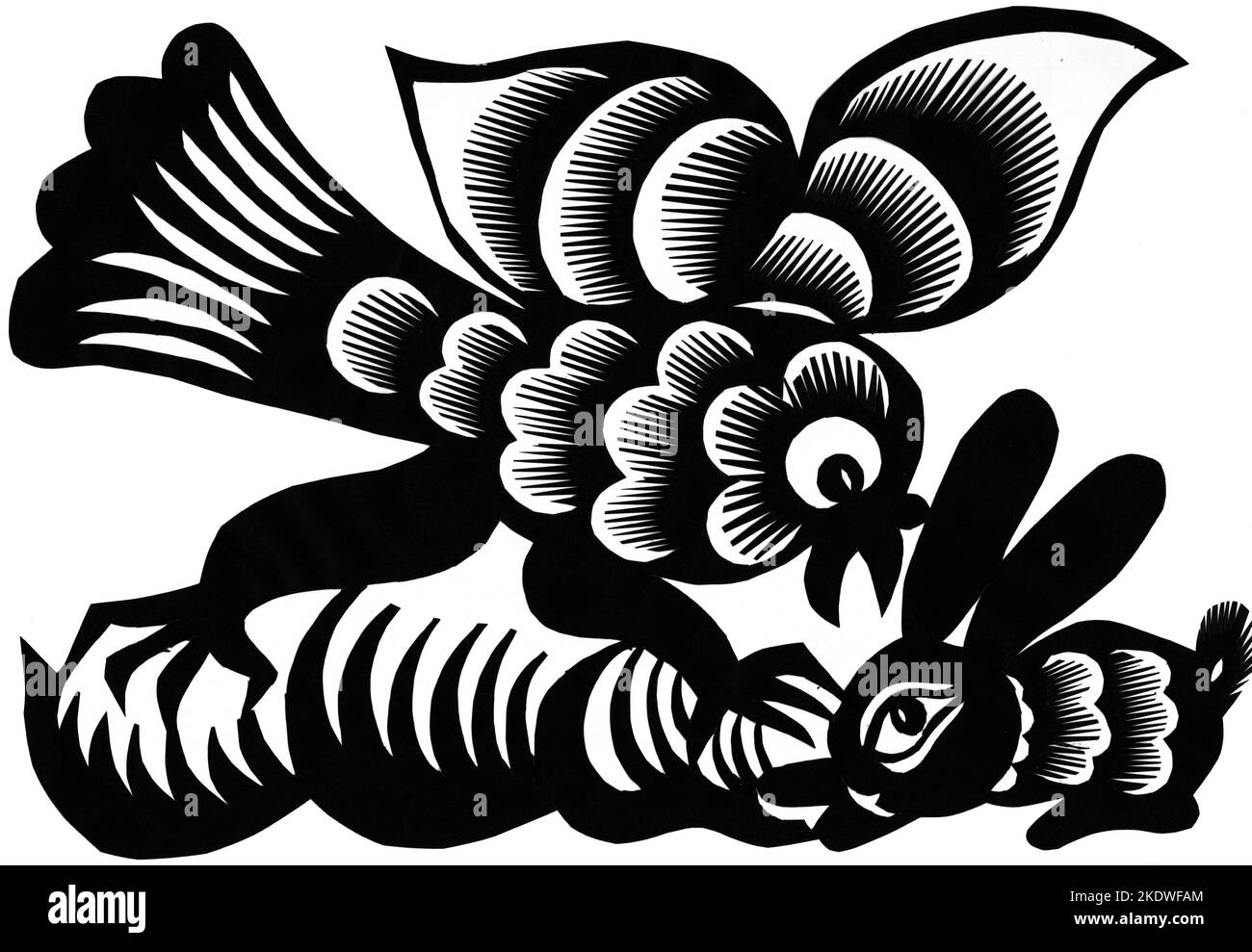 Paper-cut rabbit chicken Stock Photo - Alamy