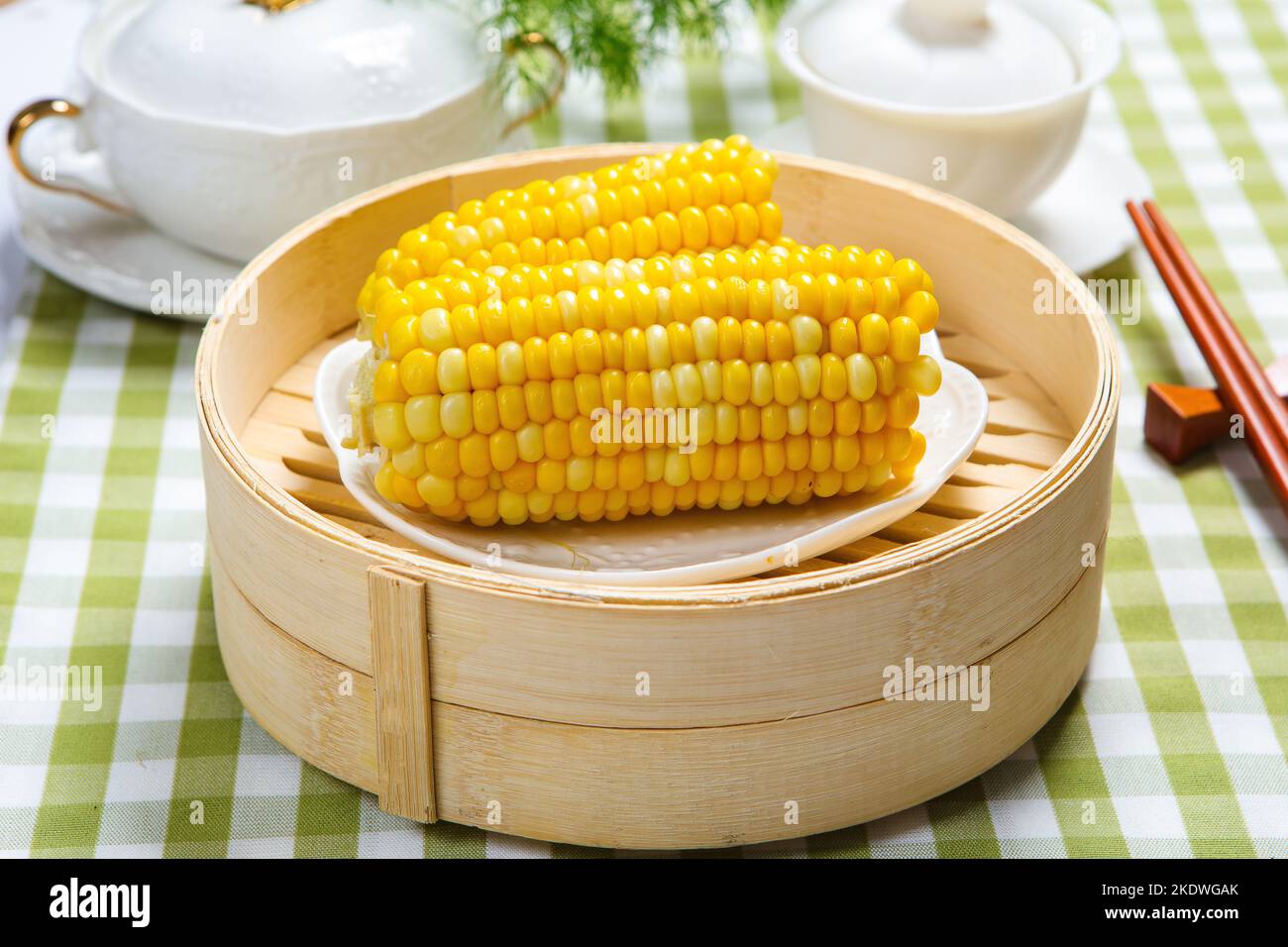 A small amount of steamed corn Stock Photo - Alamy
