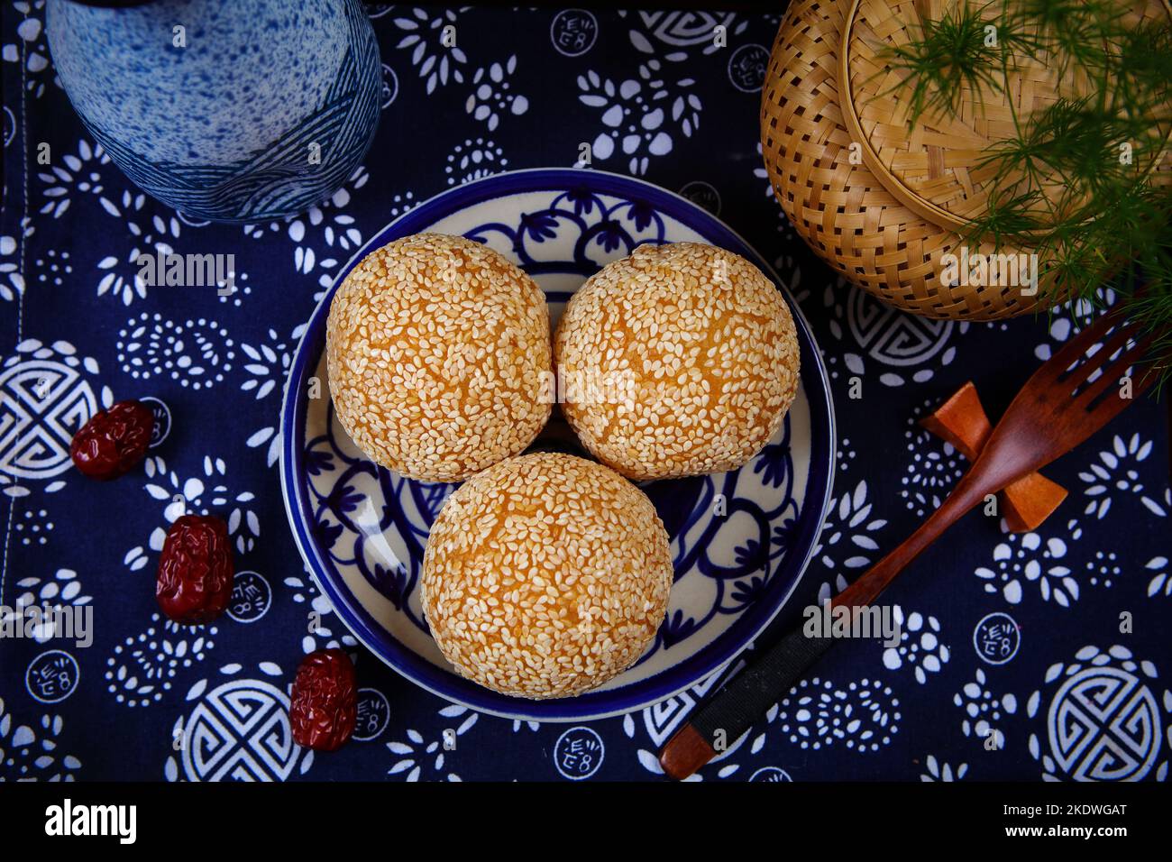 Three sesame balls Stock Photo - Alamy