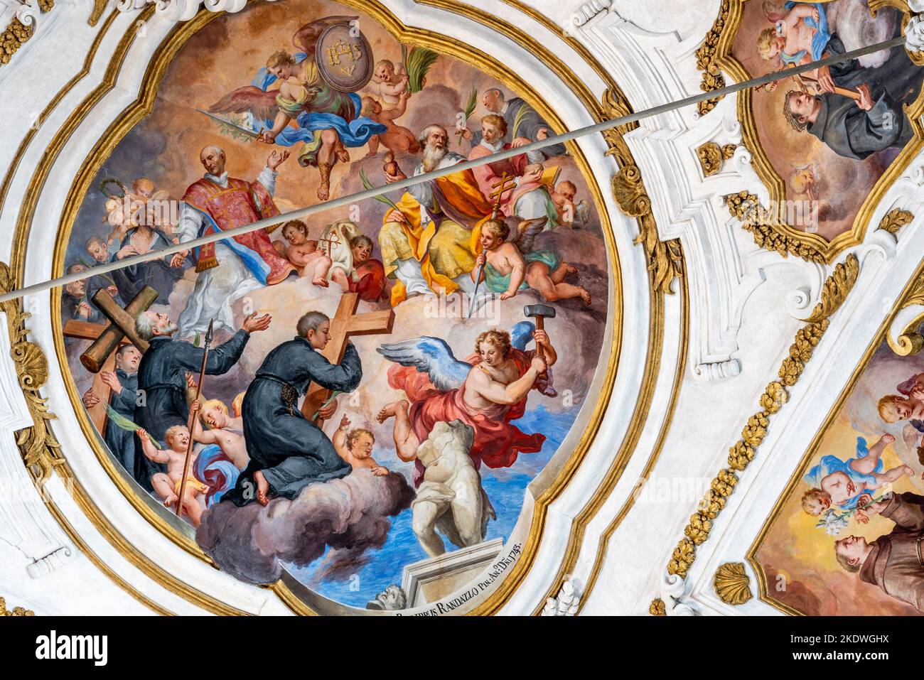 Colourful Ceiling Frescoes At The Church Of The Gesu (also known as The ...