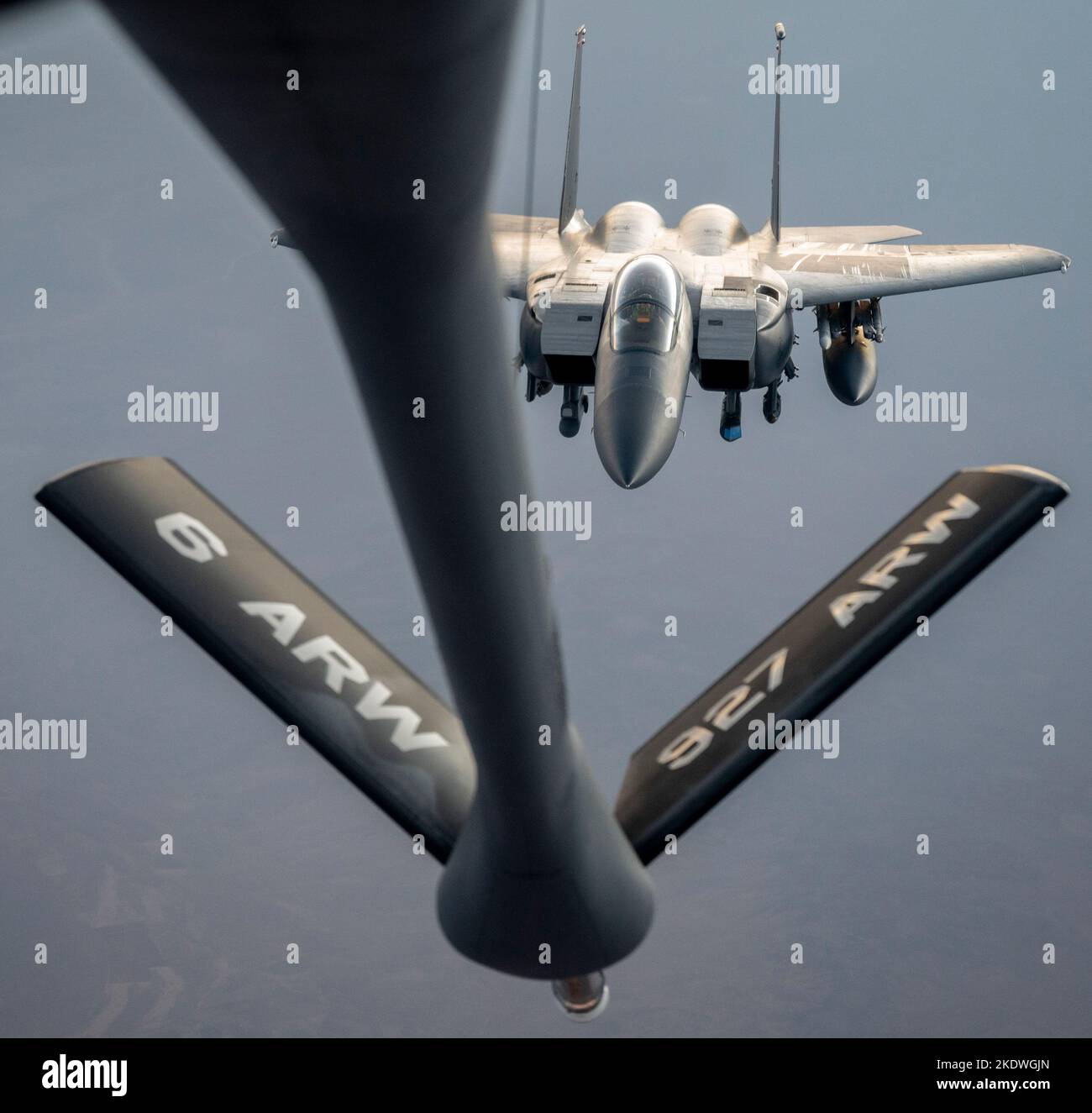 A U.S. Air Force F-15E Strike Eagle aircraft assigned to the 335th ...