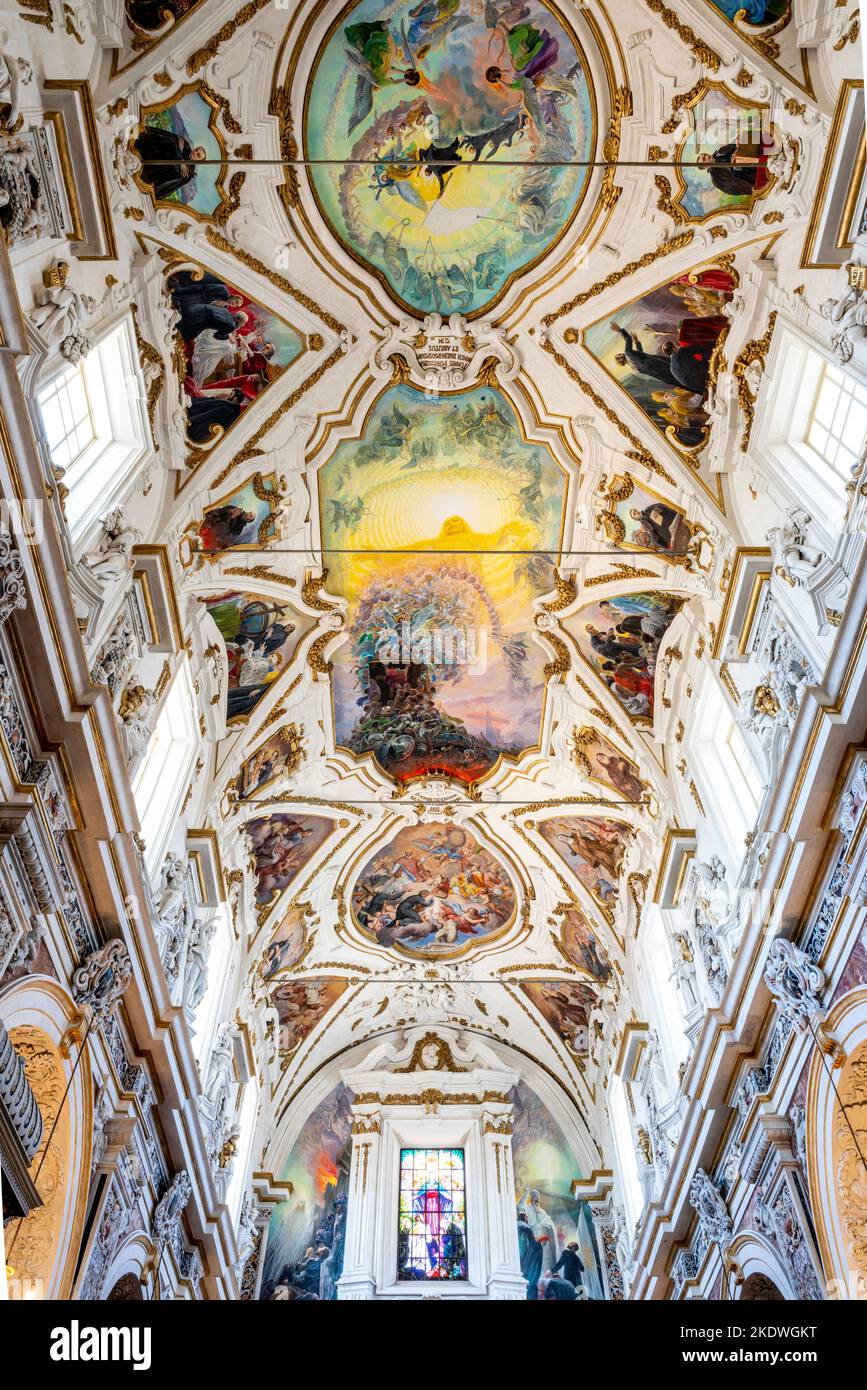 Colourful Ceiling Frescoes At The Church Of The Gesu (also known as The ...