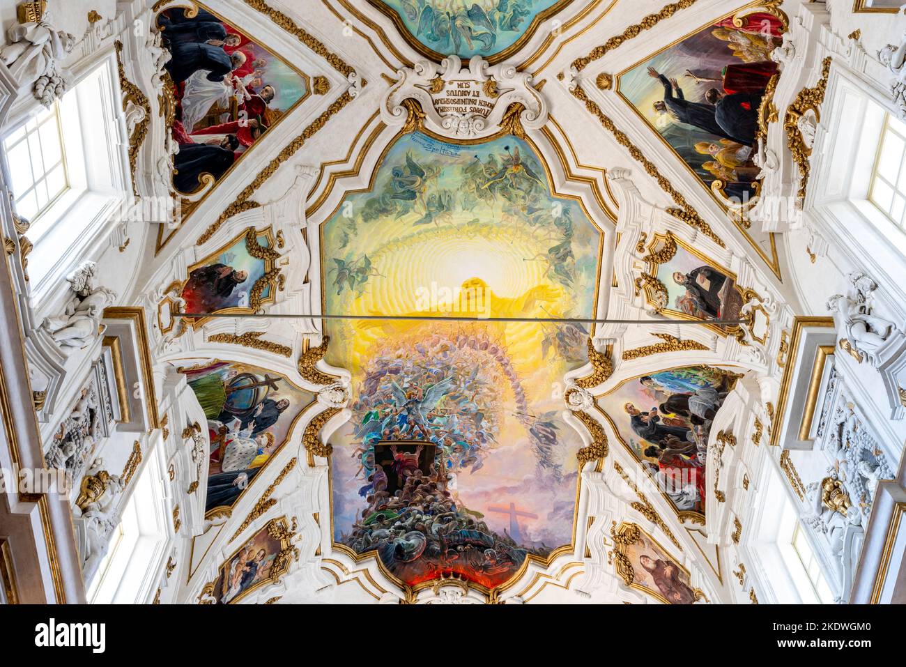 Colourful Ceiling Frescoes At The Church Of The Gesu (also known as The ...