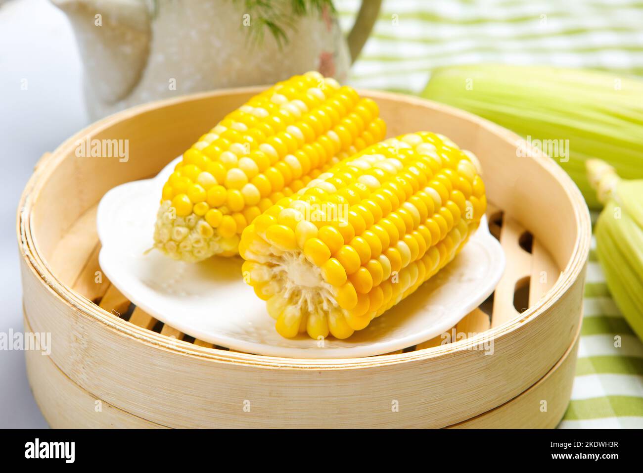 A small amount of steamed corn Stock Photo - Alamy