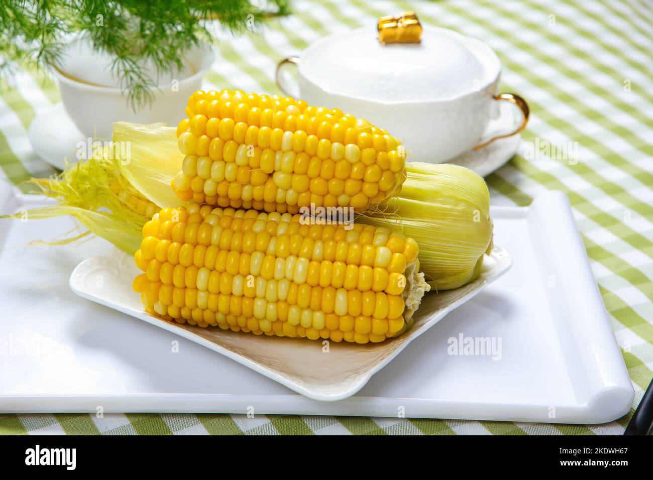 A small amount of steamed corn Stock Photo - Alamy