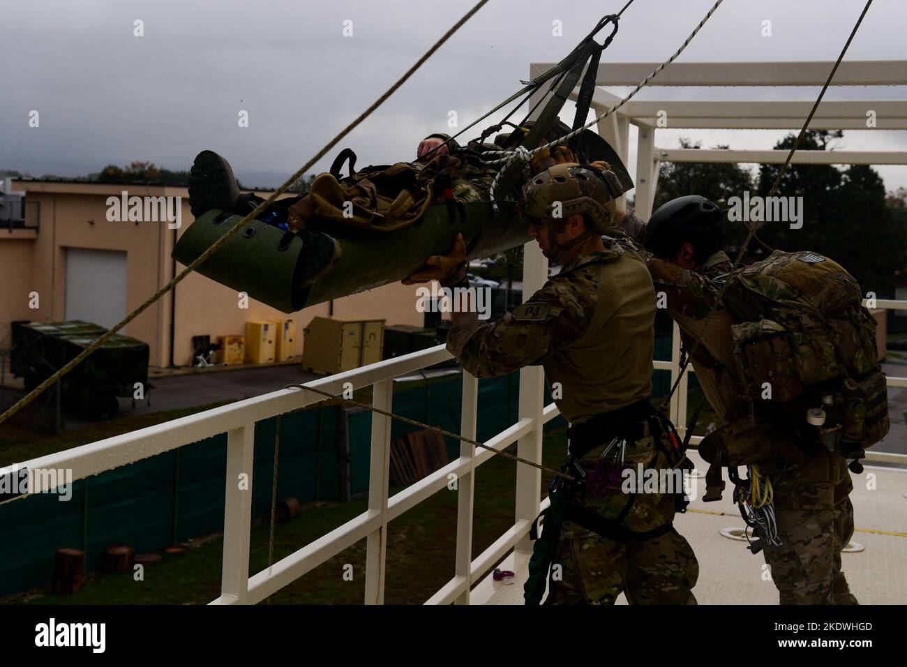 Pararescuemen assigned to the 57th Rescue Squadron perform an edge ...