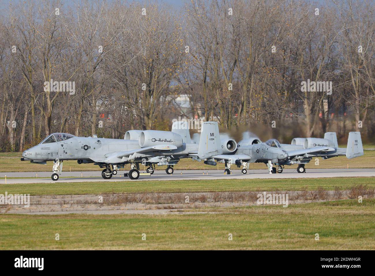 A-10 Thunderbolt II aircraft assigned to the 107th Fighter Squadron, at ...