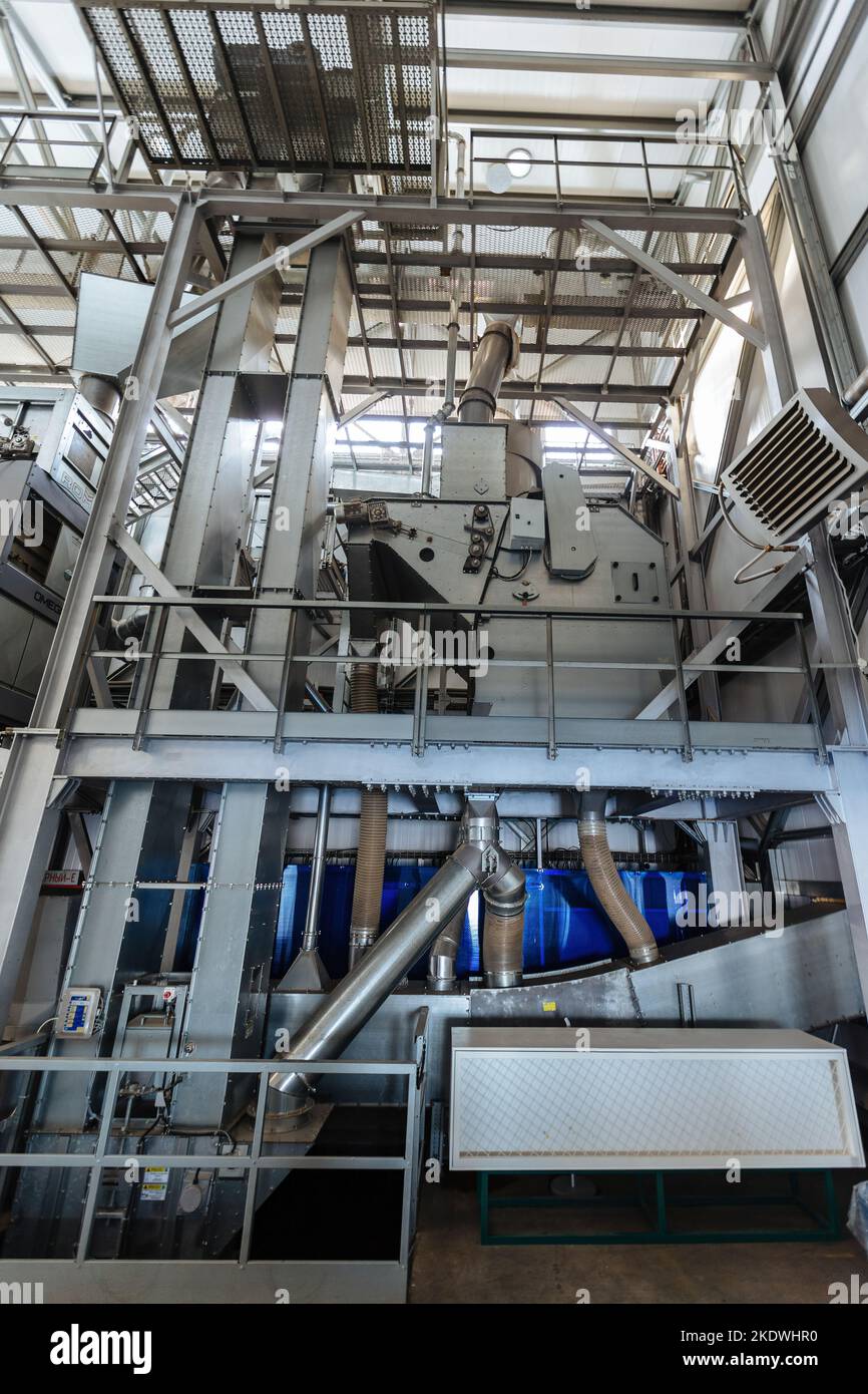 Modern grain cleaning and separation equipment in milling factory Stock ...