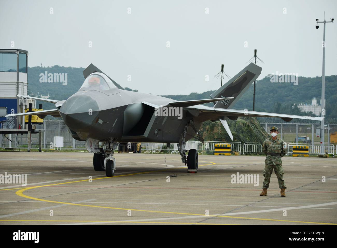 ZHUHAI, CHINA - NOVEMBER 8, 2022 - The Chengdu J-20 stealth fighter jet is on static display at ...
