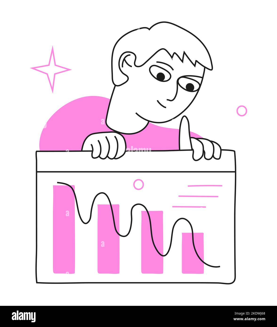 Graph decline vector in doodle style. Bad business plan. Falling income ...