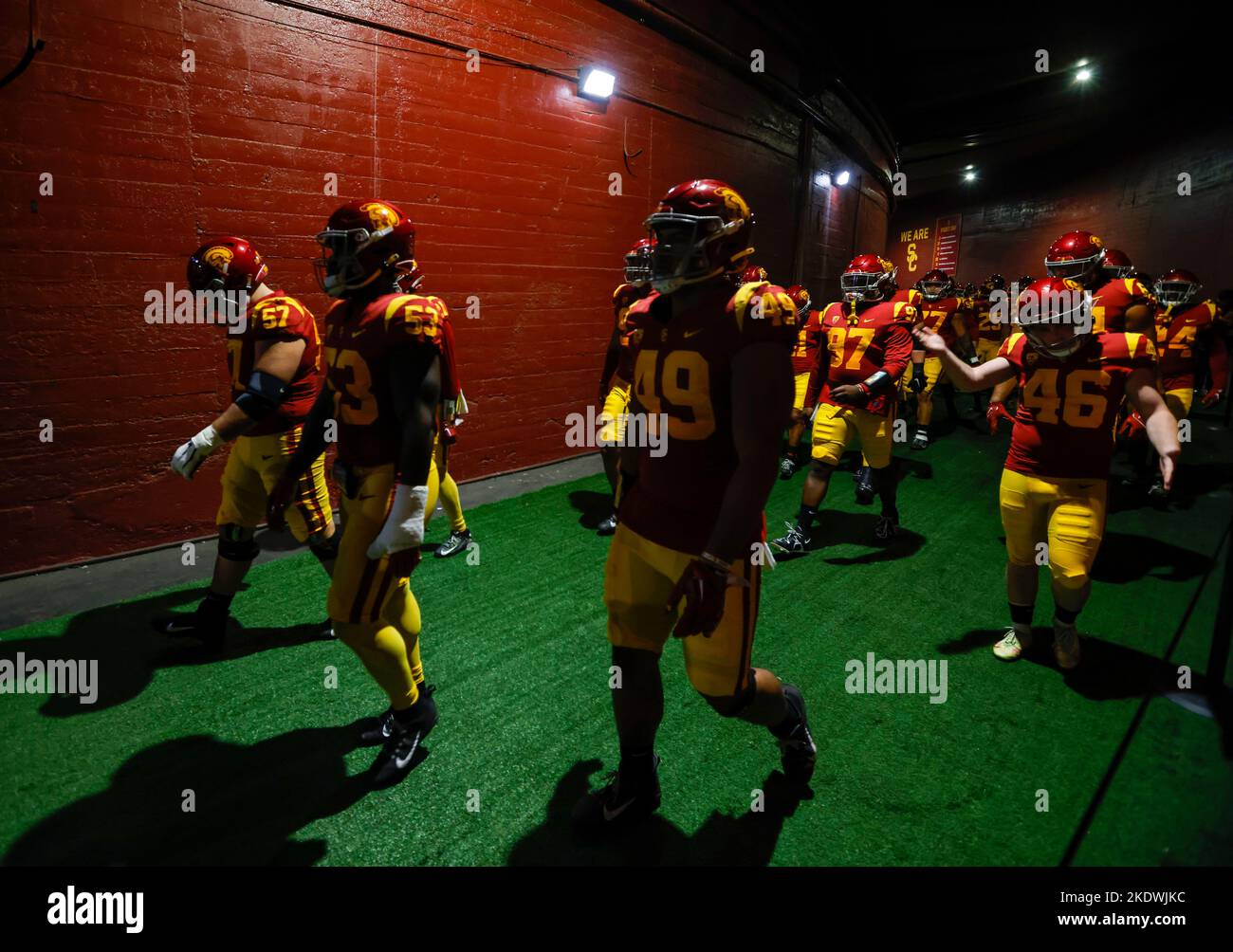 November 05, 2022 USC Trojans walk down the tunnel before the NCAA football game between the USC ...