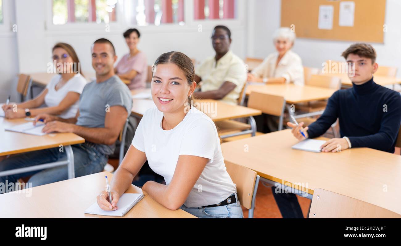 Group of students of different ages in advanced training courses Stock ...