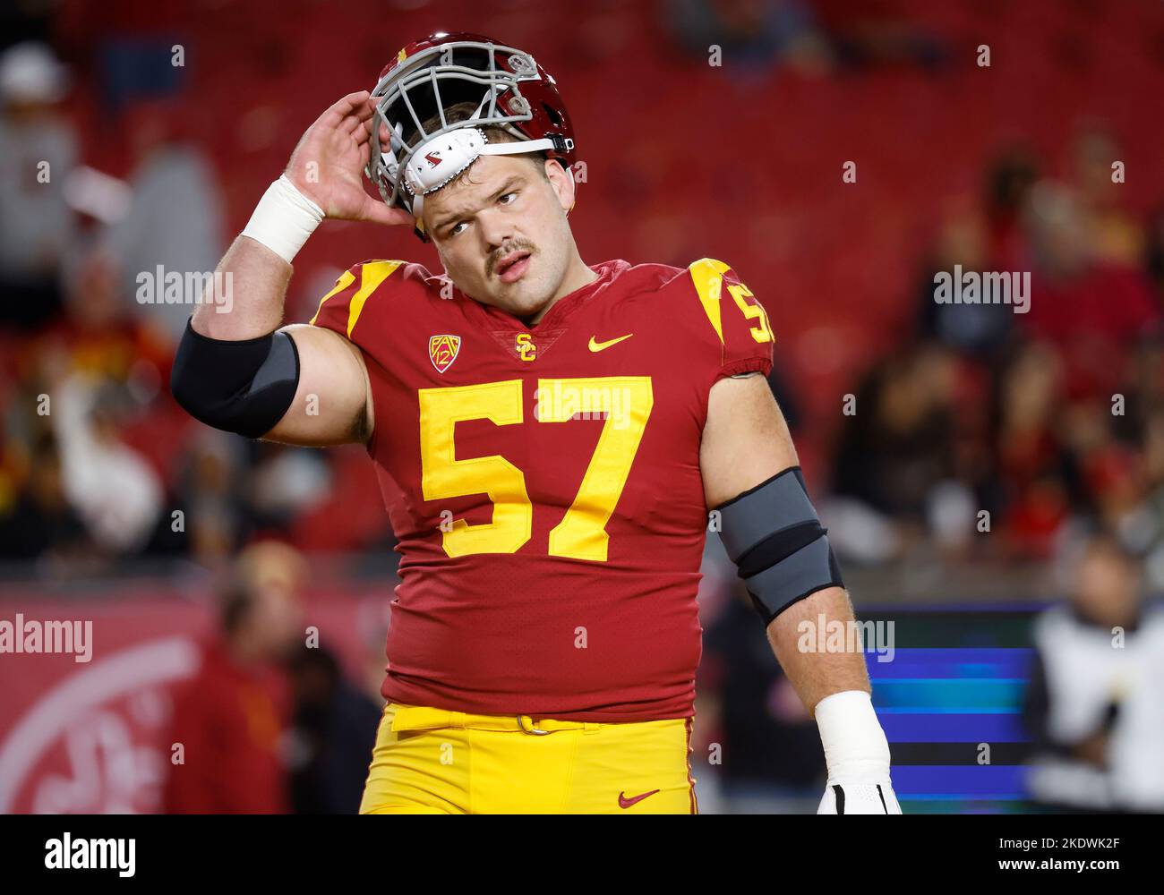 November 05, 2022 USC Trojans offensive lineman Justin Dedich #57 in ...