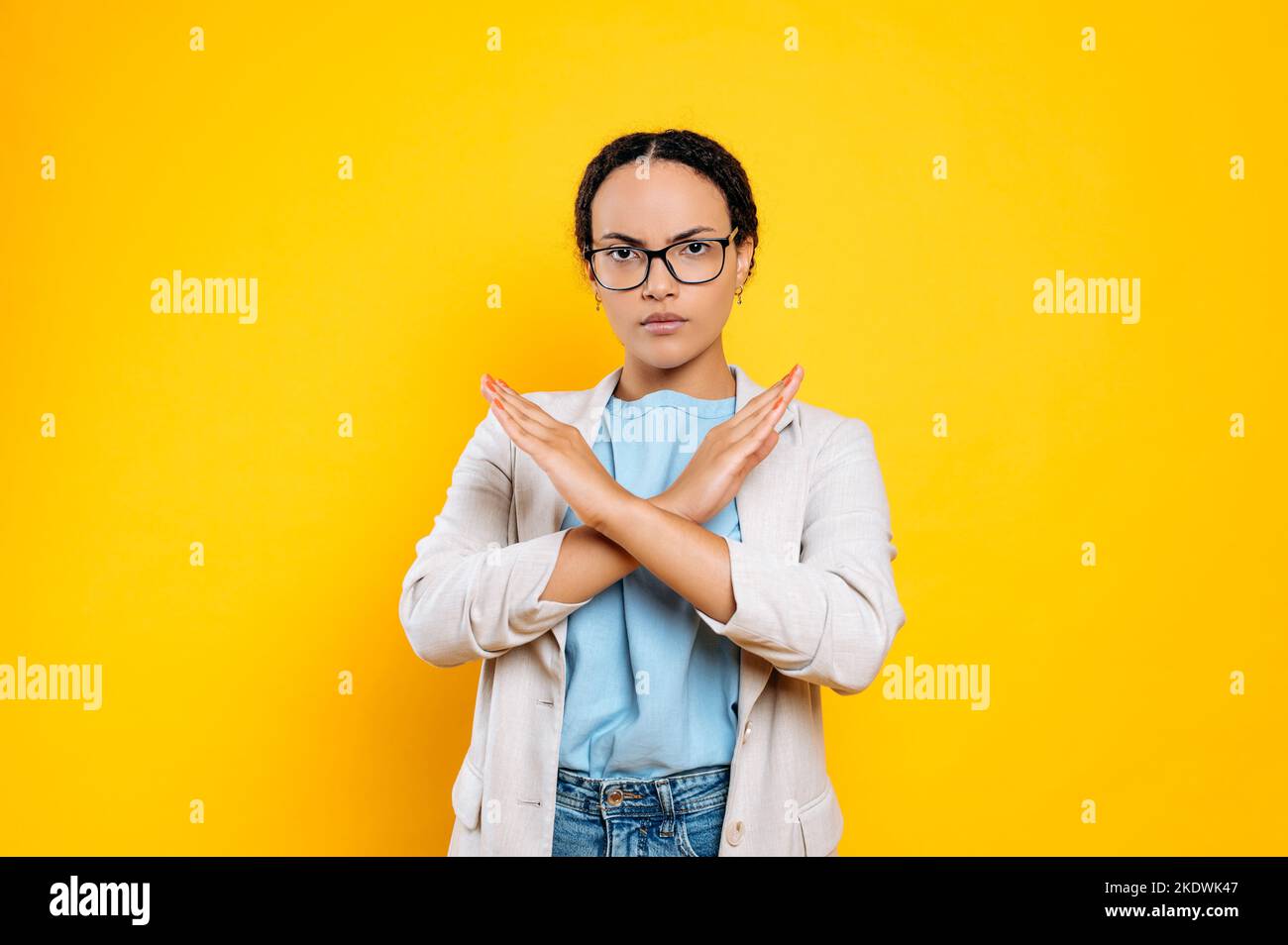 No, stop, enough. Serious, strict hispanic or brazilian business woman ...