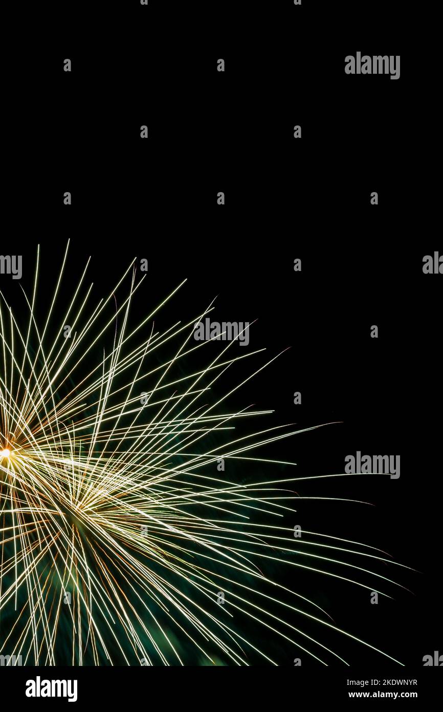 Green fireworks in night sky Stock Photo - Alamy