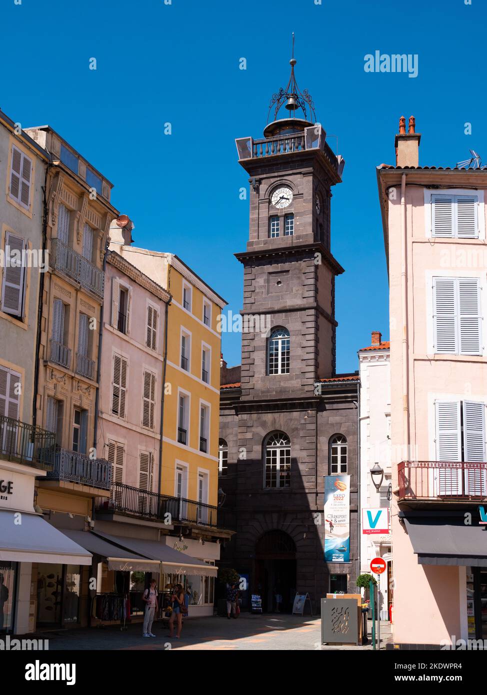 View on facades and the clock tower from the Place de la Republique in ...