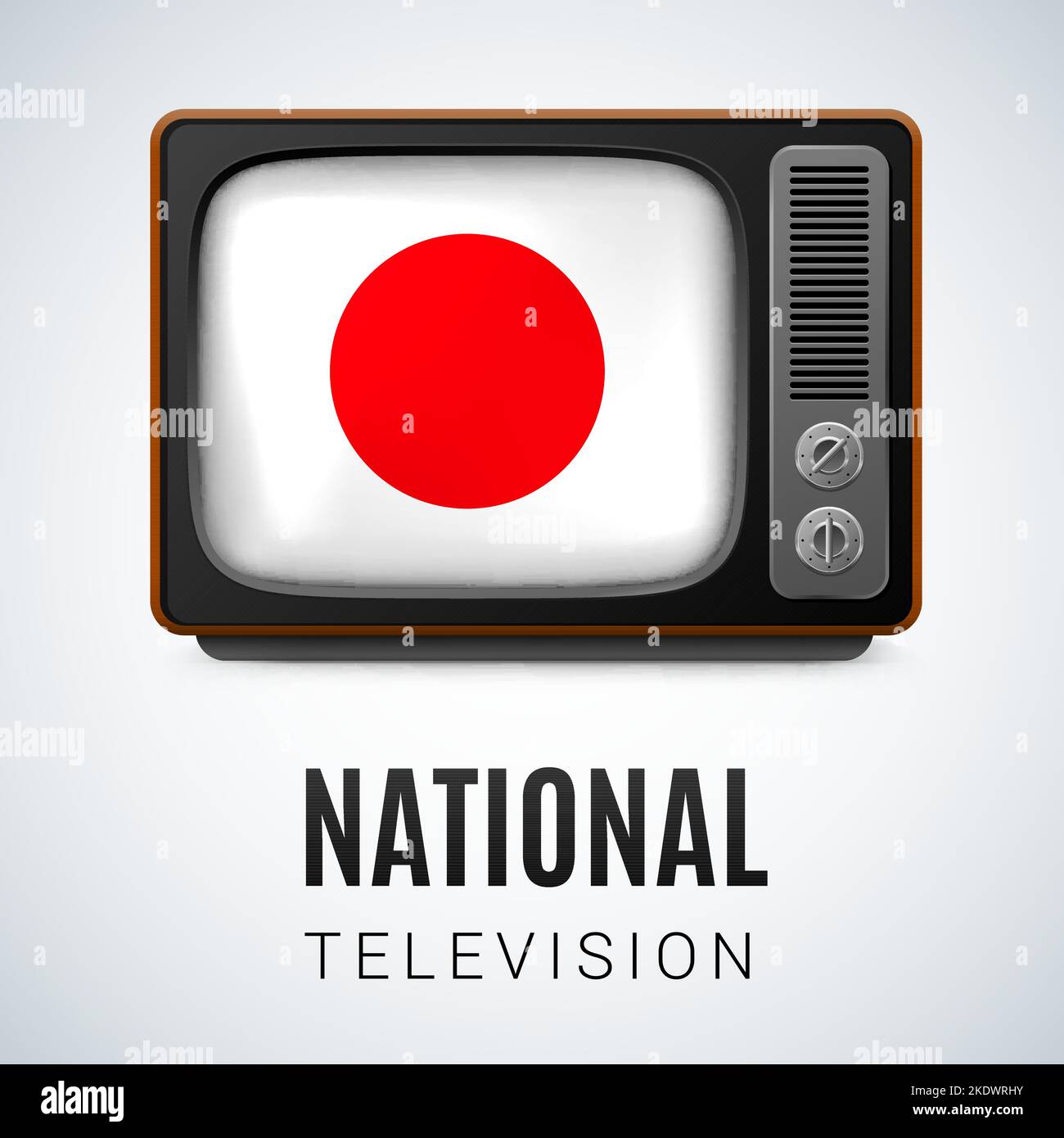 Vintage TV and Flag of Japan as Symbol National Television. Button with ...