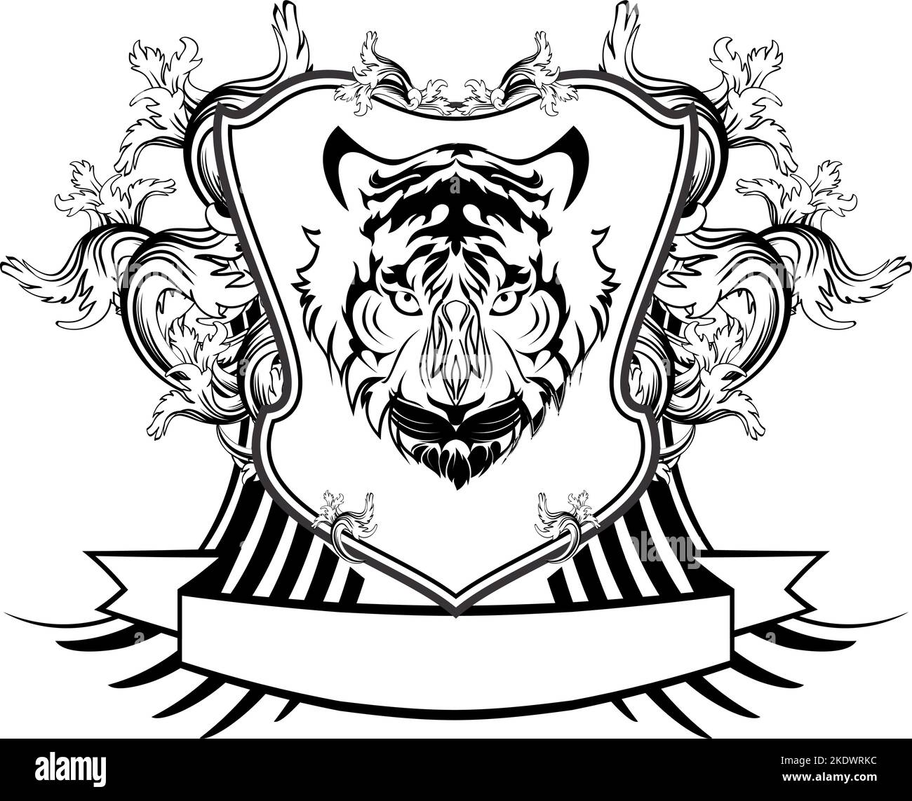 tiger tribal head tattoo crest coat of arms emblem. insignia isolated ...