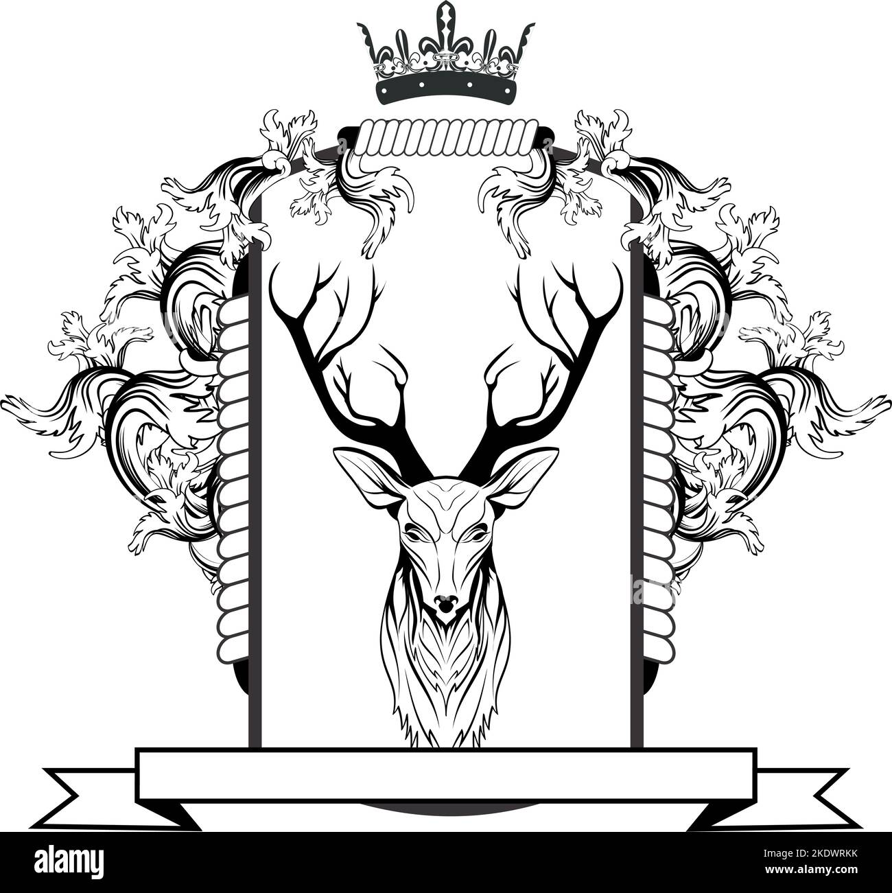 deer tribal head tattoo crest coat of arms emblem. insignia isolated ...