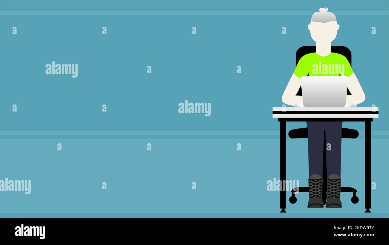 Illustration man working on computer Stock Vector Images - Alamy