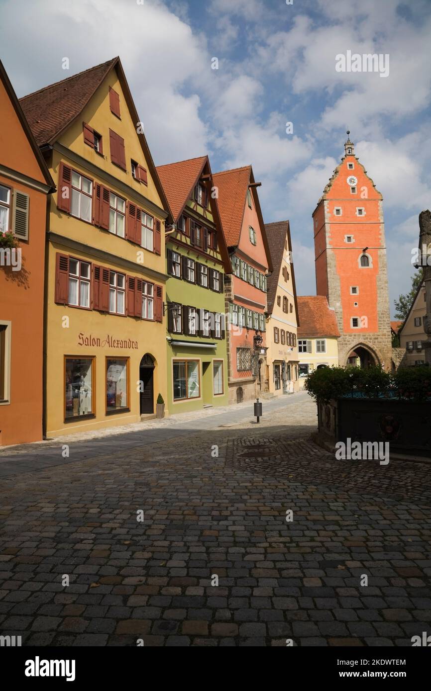 Commercial and residential apartment buildings with clock tower in the ...