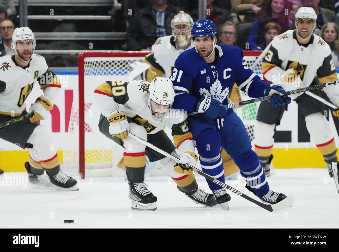Toronto Maple Leafs forward John Tavares (91) and Vegas Golden Knights ...