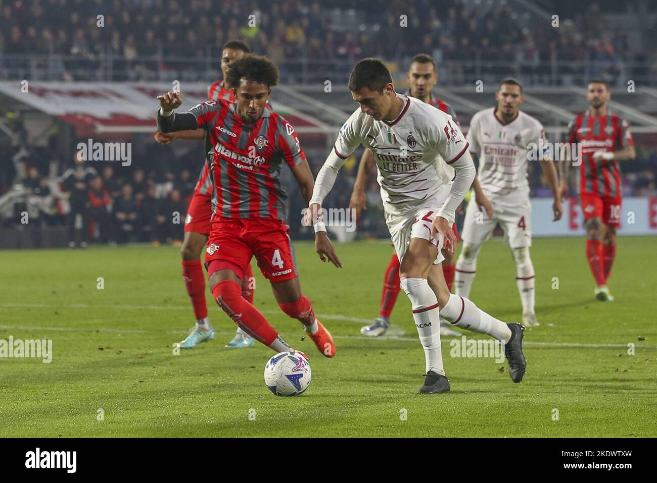 Marko Lazetic of AC Milan competes for the ball with Emanuel Aiwu of US ... Marko Lazetic of AC Milan competes for the ball with Emanuel Aiwu of US ...