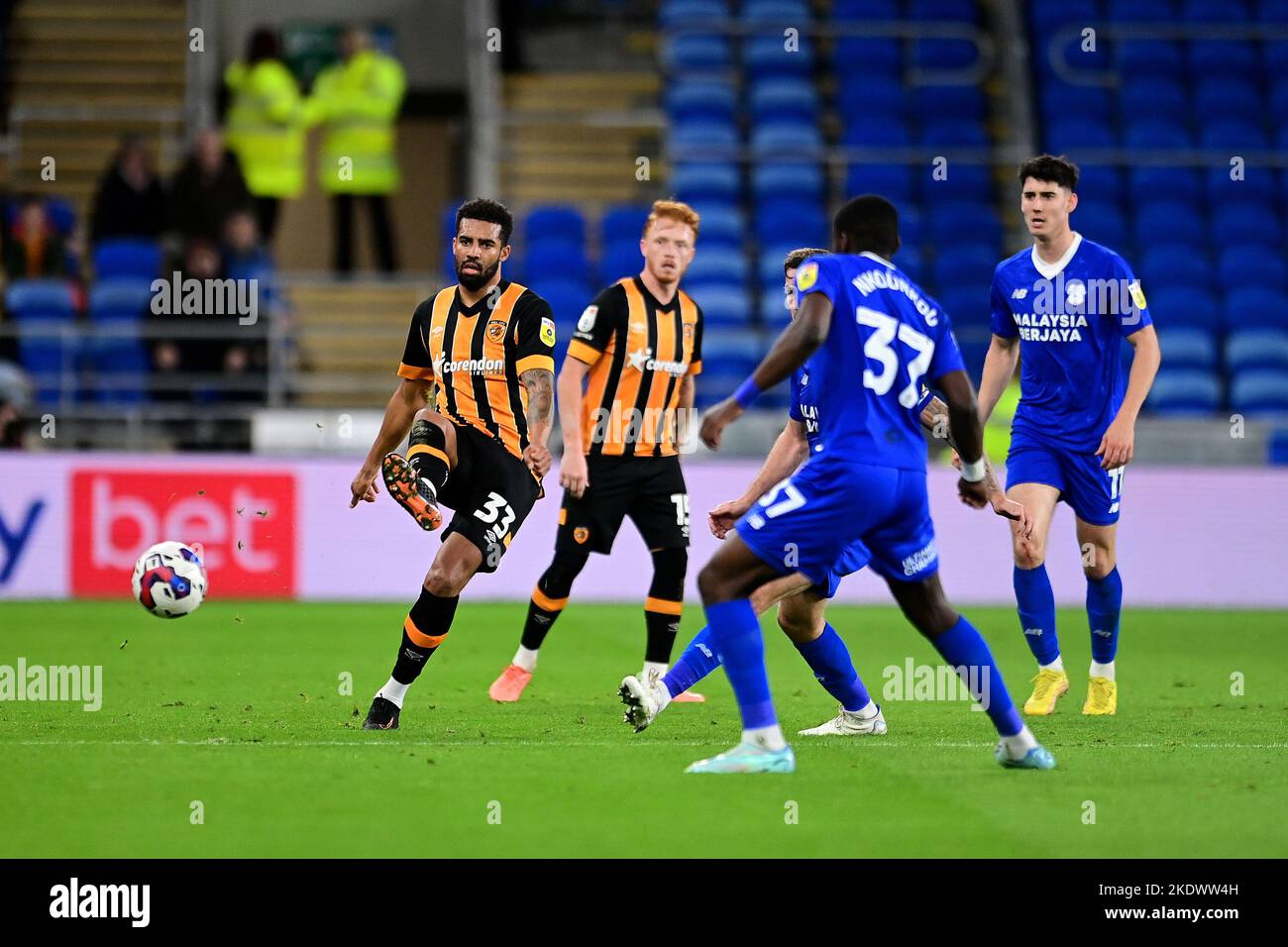 Cyrus Christie #33 of Hull City during the Sky Bet Championship match ...