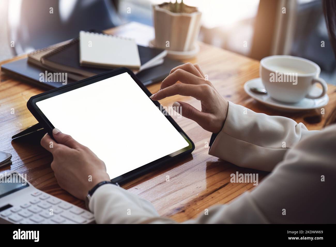 business woman of financial consultant using digital tablet touchpad ...
