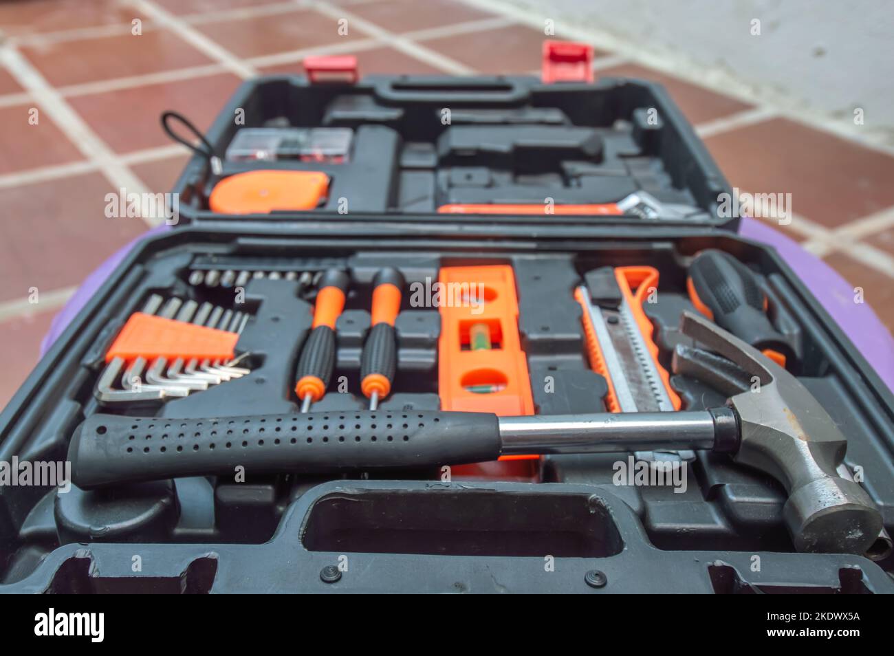 Toolbox with hammer, screwdriver and several others Stock Photo - Alamy
