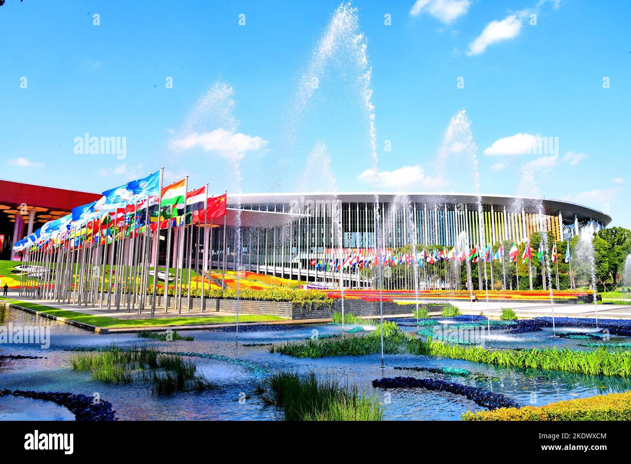 The South Square is decorated with colorful flags and 3 million flowers ...