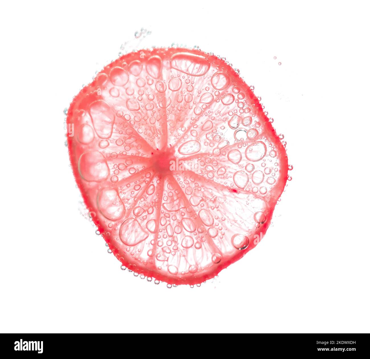 Juicy lime slices with bubbles under water isolated on white background ...