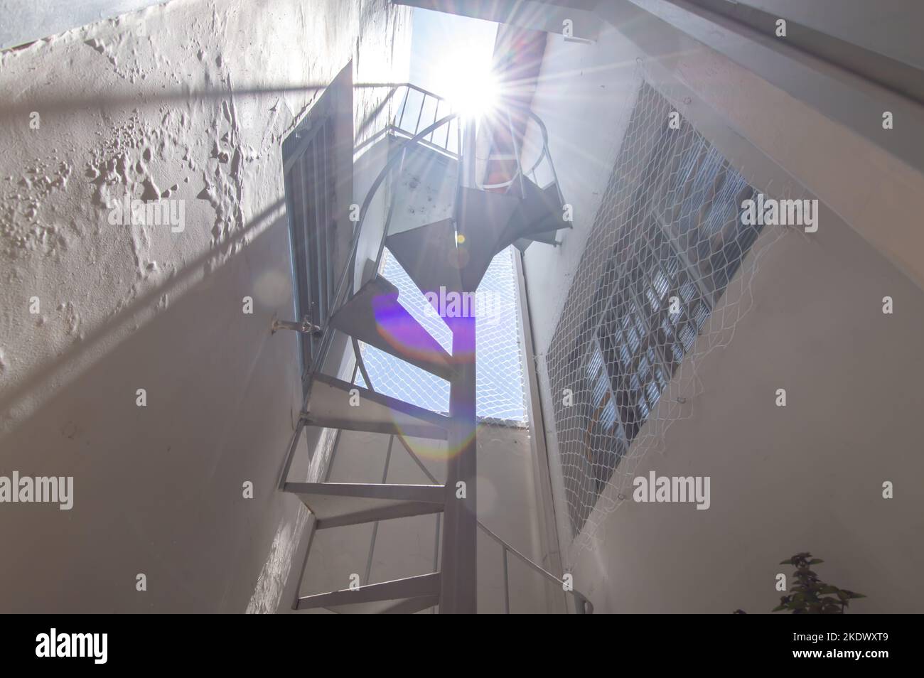 Circular ladder view from bottom to top,view to the sky Stock Photo - Alamy
