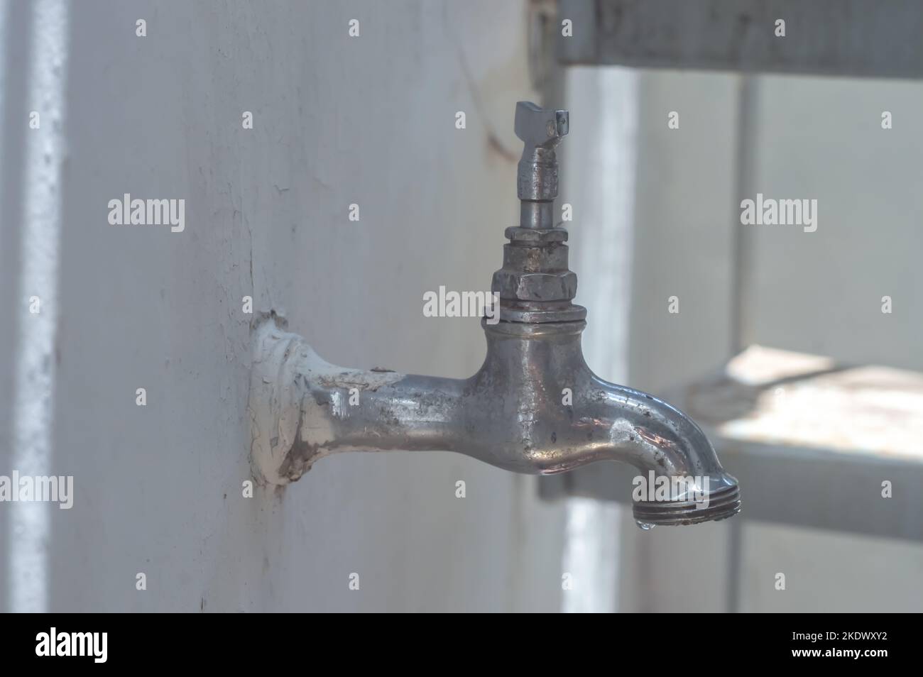 Old and closed faucet with copy space left and natural light Stock ...