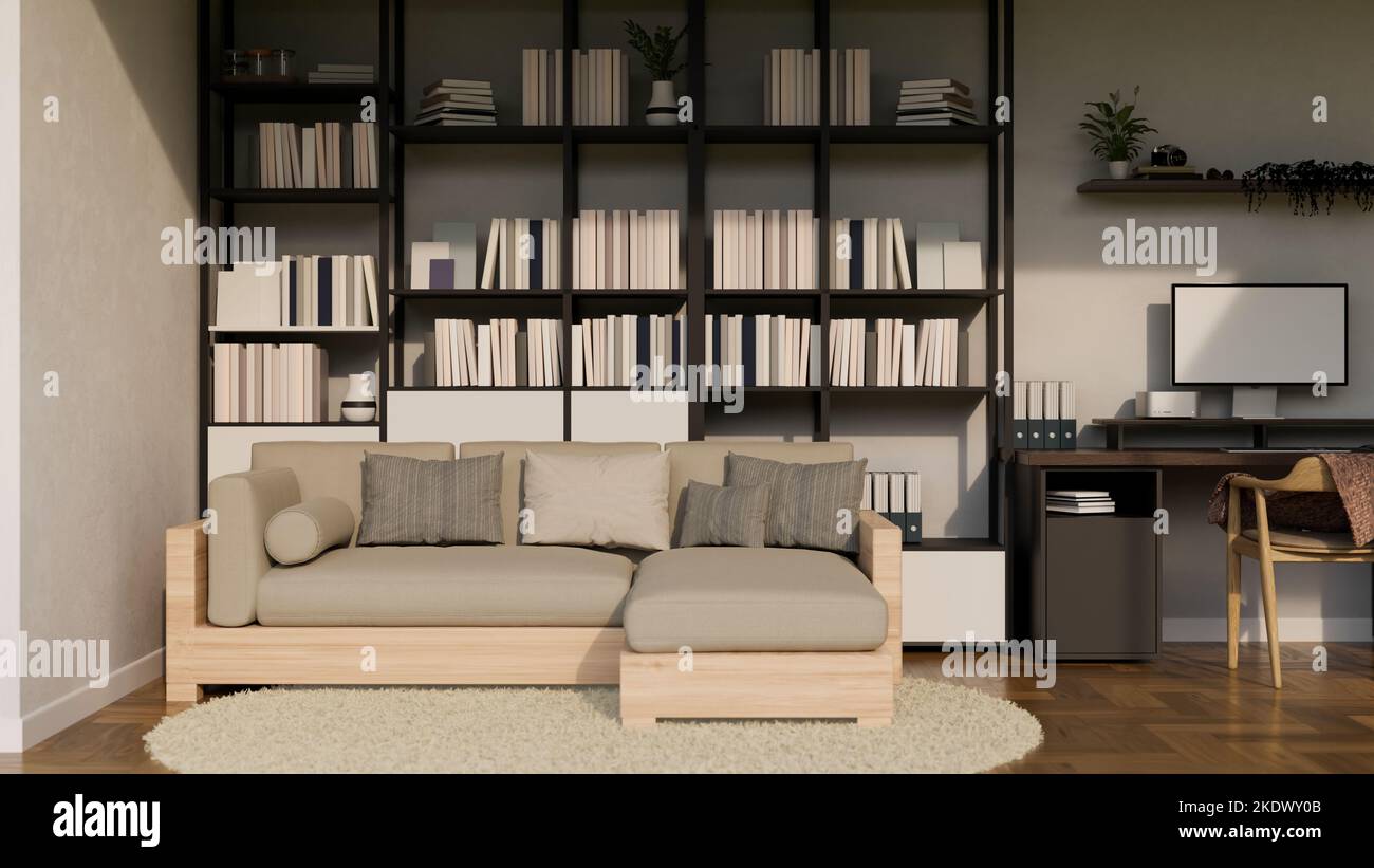 Modern contemporary home living room interior with comfy sofa ...