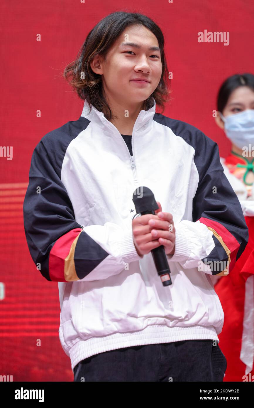 Chinese actor and model Chen Xiao and Chinese snowboarder Su Yiming attended an activity ...