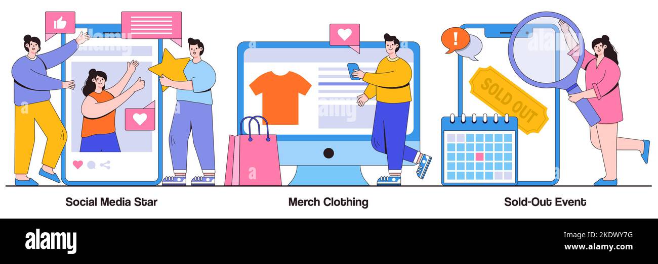 Social media star, merch clothing, sold-out event concept with tiny ...