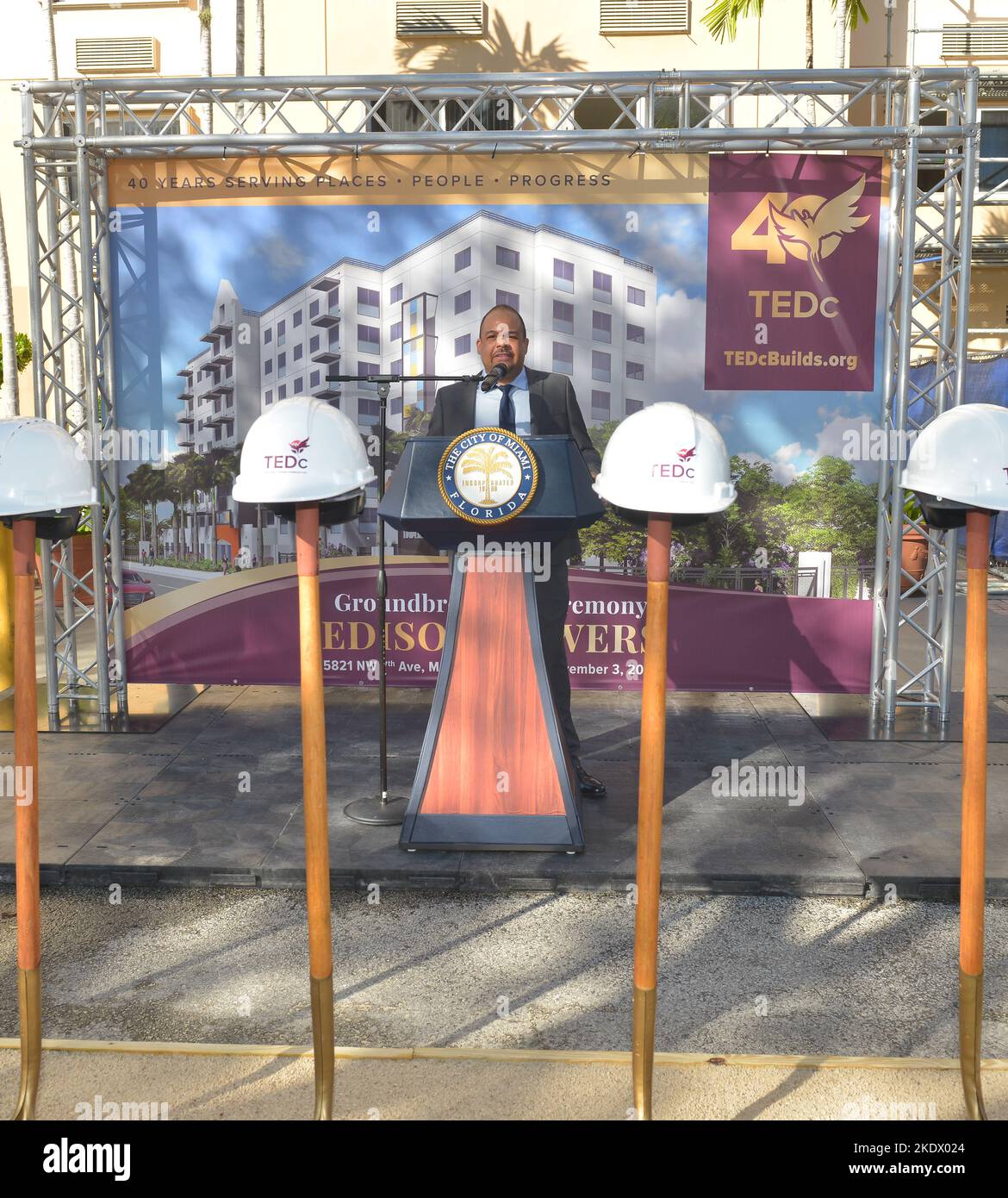 MIAMI, FLORIDA - NOVEMBER 03: Robert Vargas attends the ground breaking ...