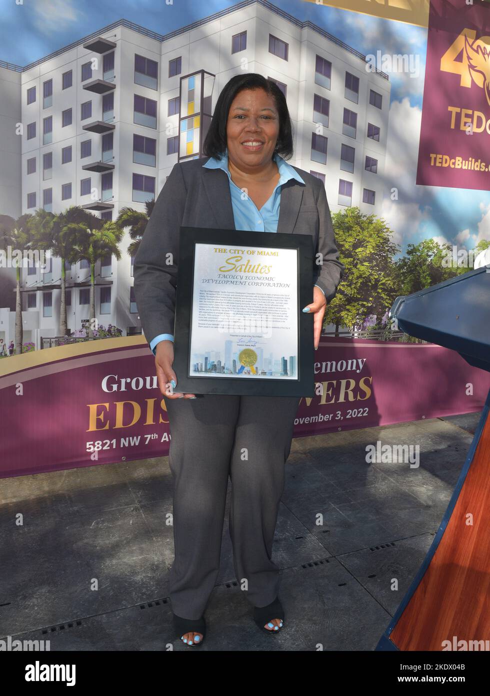 MIAMI, FLORIDA - NOVEMBER 03: Carol Gardner, President of TEDc poses ...