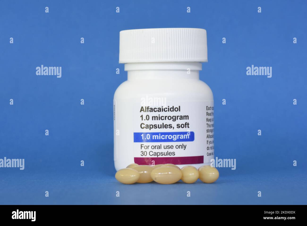 Bottle of Alfacalcidol and capsules Stock Photo - Alamy