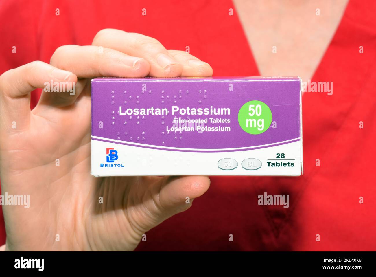 Losartan potassium blood pressure tablet boxes Stock Photo - Alamy