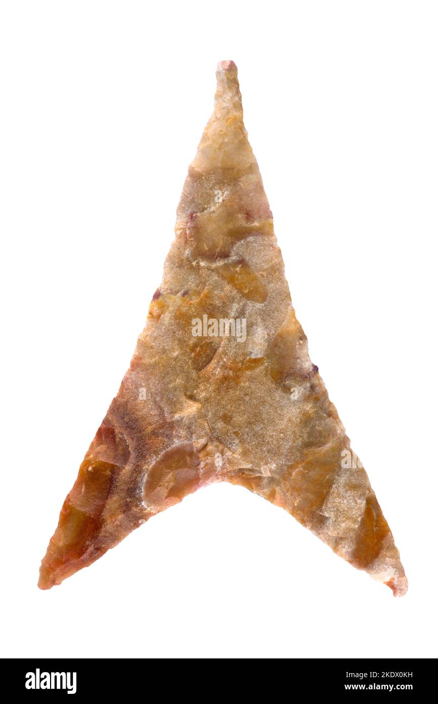 Neolithic winged arrow head in carved stone Stock Photo - Alamy