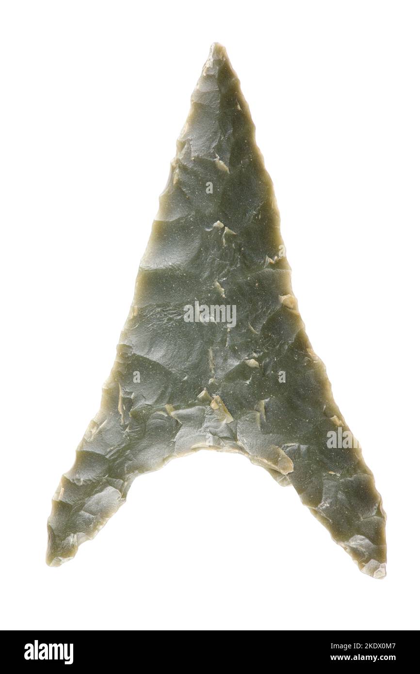 Neolithic winged arrow head in carved stone Stock Photo - Alamy