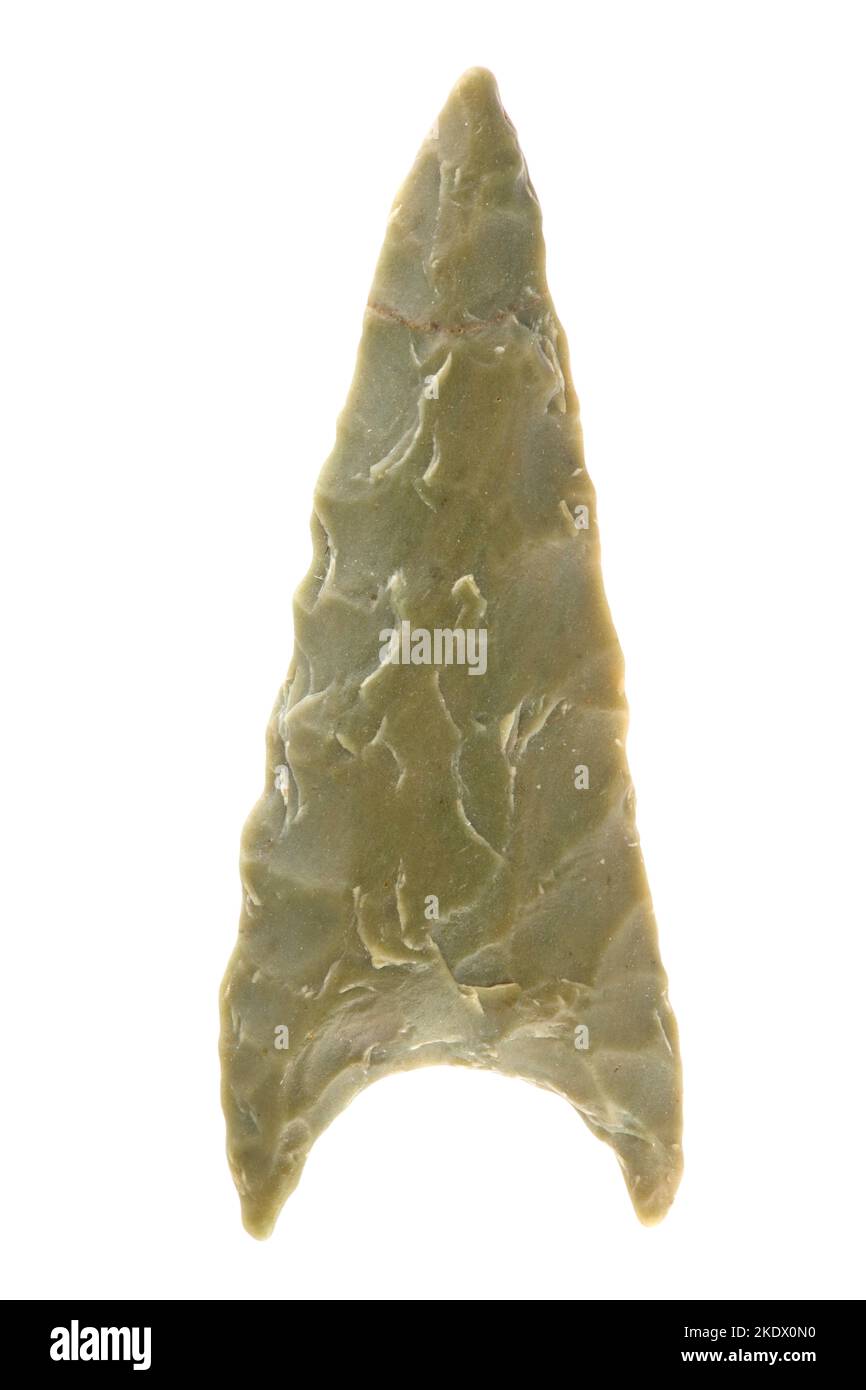 Neolithic winged arrow head in carved stone Stock Photo - Alamy