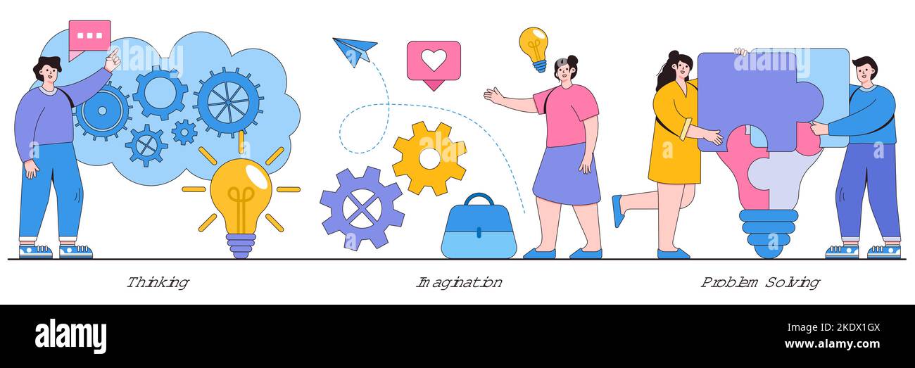 Thinking Imagination Problem Solving Concept With Tiny People Brain