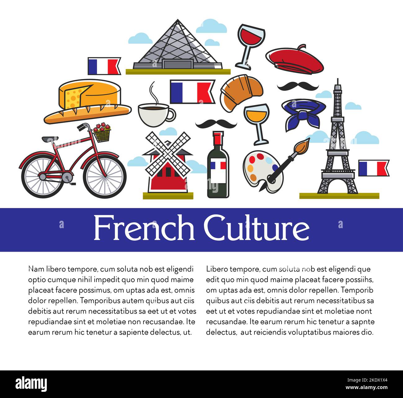 Travel agency brochures French culture and symbols architecture and ...