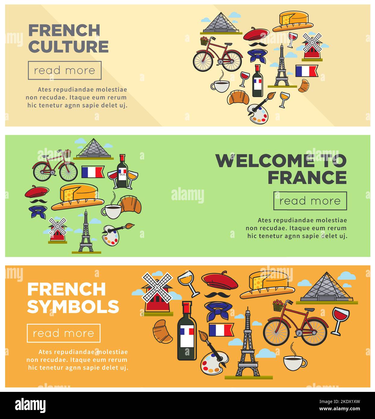Travel agency brochures French culture and symbols architecture and ...