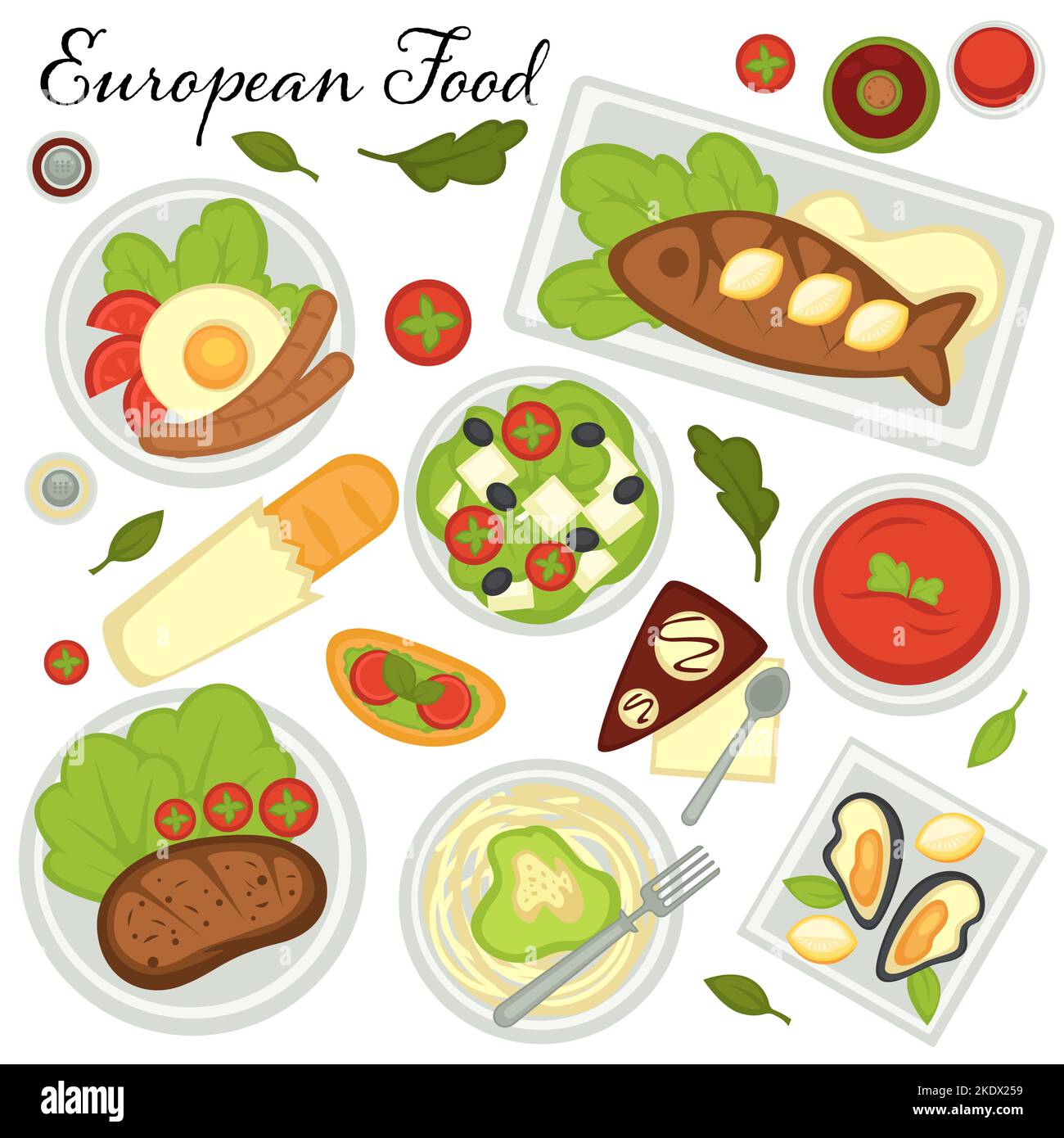Collection of traditional dishes of European countries. Recipes from ...