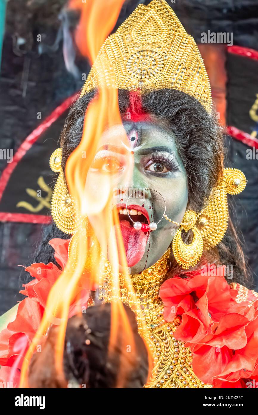 Happy Diwali greeting card showing Indian beautiful girl with colorful ...