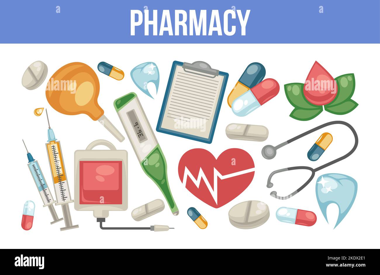 Pharmacy pills and syringe treatment and healthcare therapy and ...